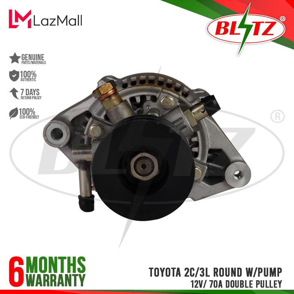 BLITZ ALTERNATOR ASSEMBLY TOYOTA 2C/3L ROUND W/PUMP 12V/ 70A DOUBLE ...