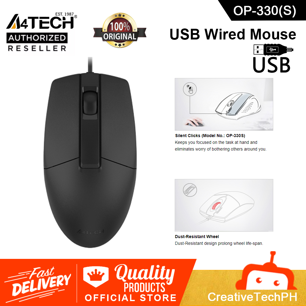 A4TECH USB OP-330(S) Wired Mouse Optical Wheel Mouse | Lazada PH