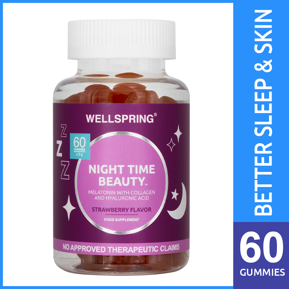 WELLSPRING Night Beauty Melatonin Strawberry Flavor 60 Gummies (180g ...
