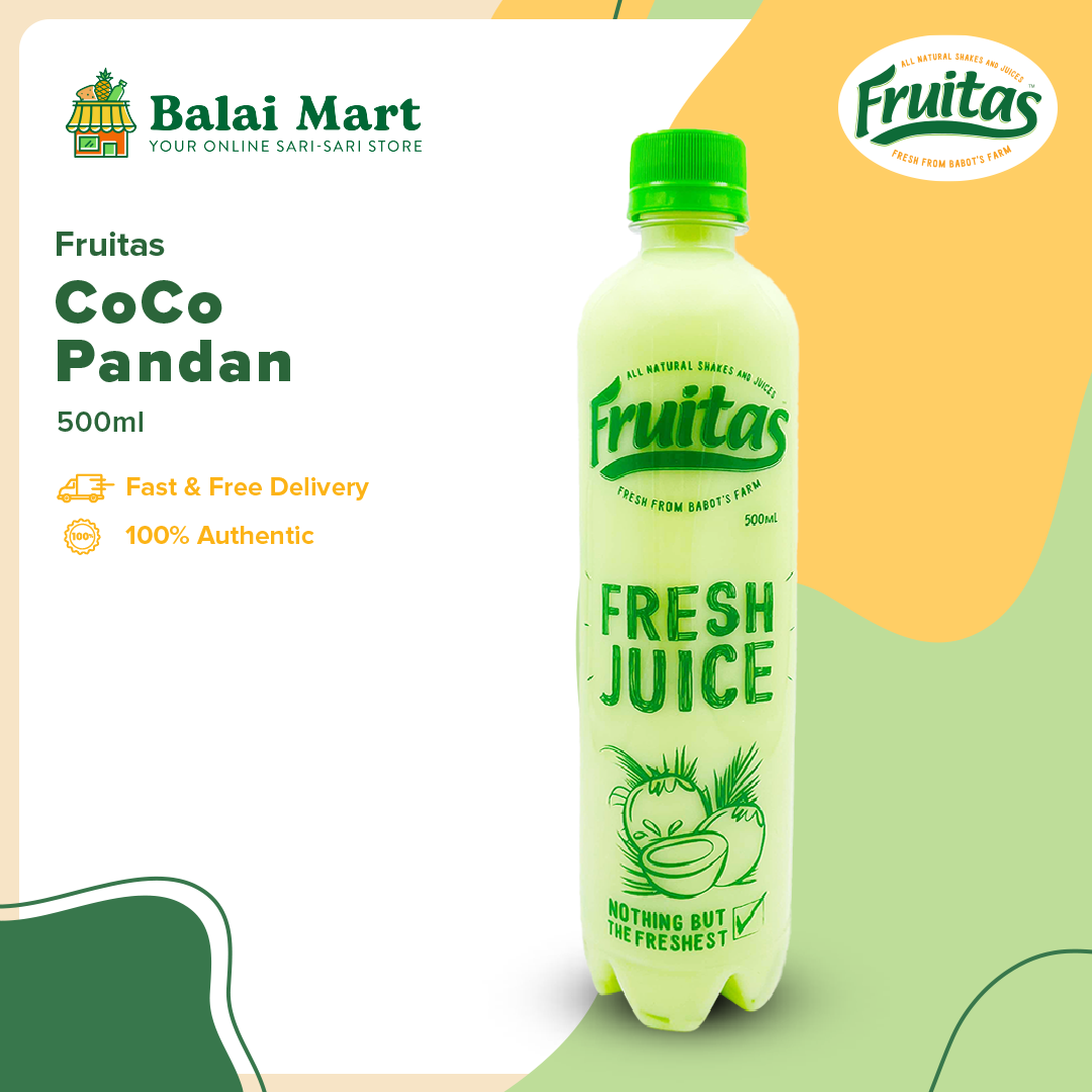 Fruitas Coco Pandan 500ml - Fresh Flavored Coconut Juice Drink ...
