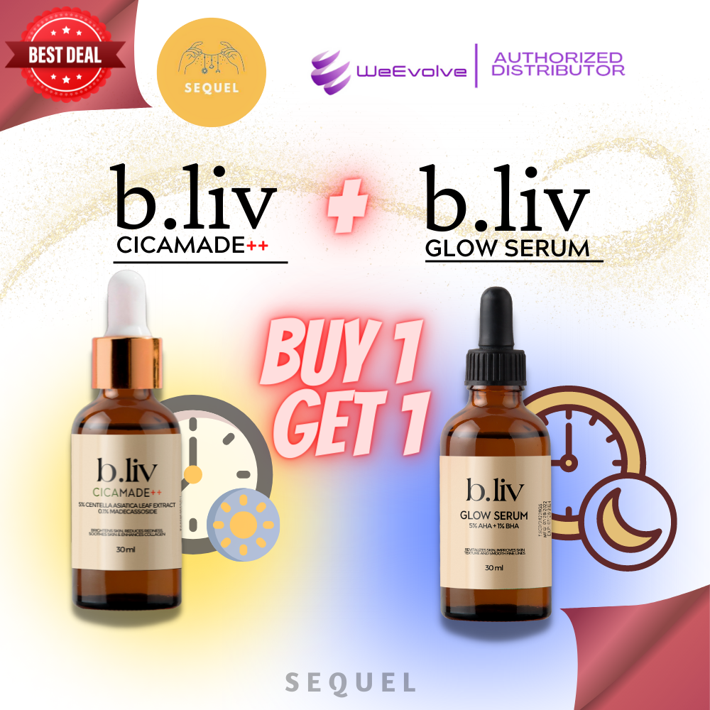 Sequel's B.LIV Cicamade Day Serum and Glow Night Serum 30 ml by WeEvolve, Moisturizes and ...