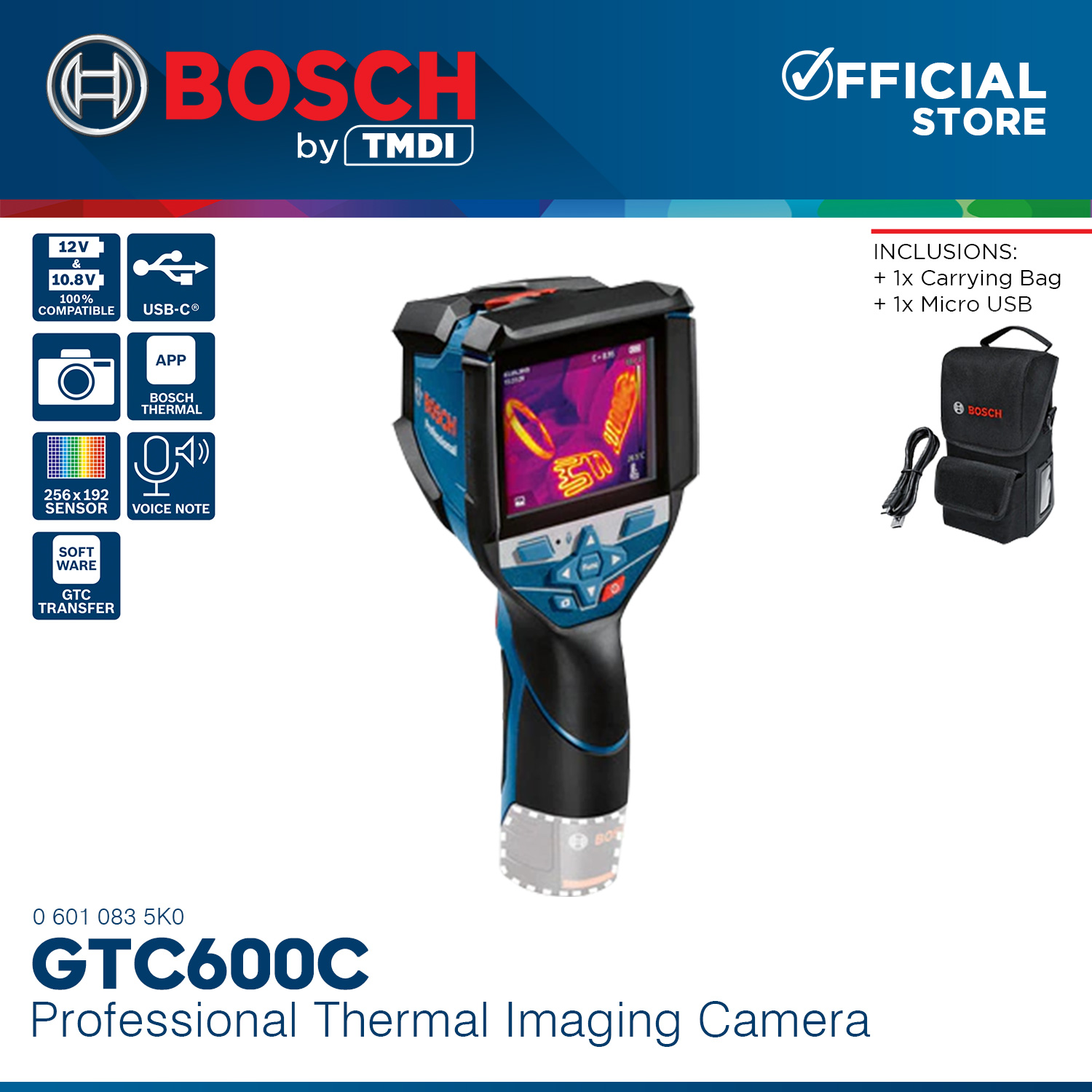 BOSCH Thermal Scanner Camera 12V Lithium Battery Power Source GTC600C ...