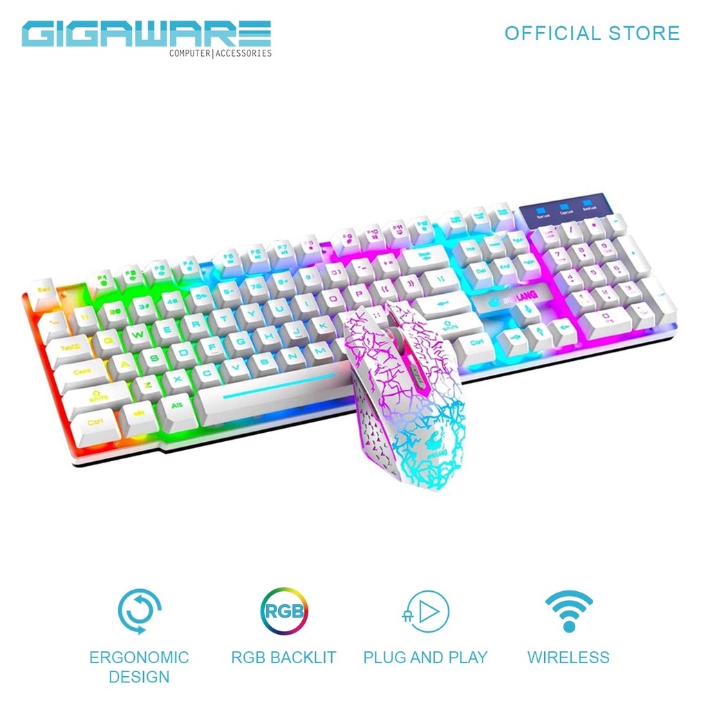 Gigaware T3 Rainbow Wireless 2.4G Rechargeable Keyboard and 6 Buttons ...