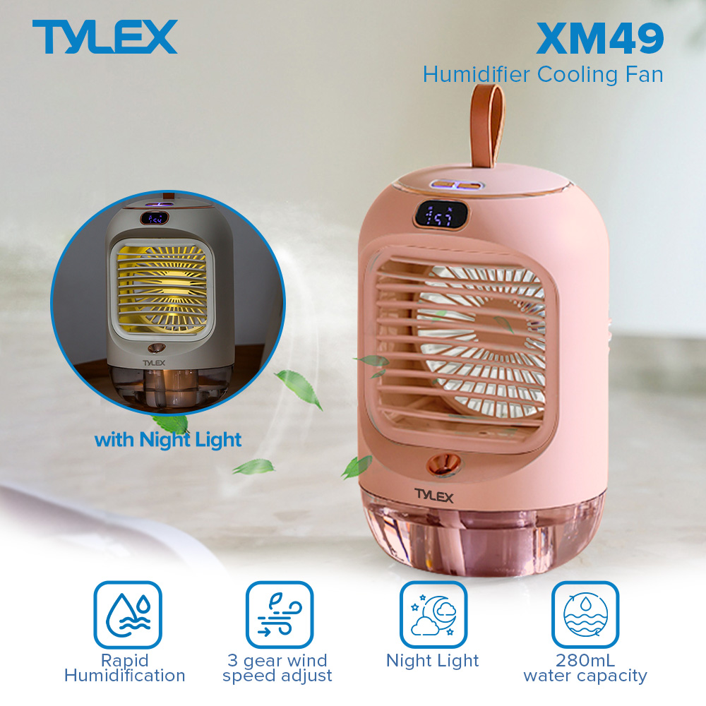 TYLEX XM49 Rotating Humidifier Cooling Fan Portable 3600mAh battery ...