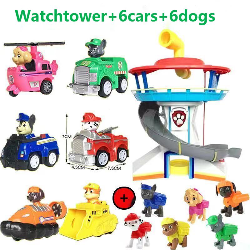 Paw Patrol Lookout tower With Music Toy Cars Set,Chase Skye Rubble ...