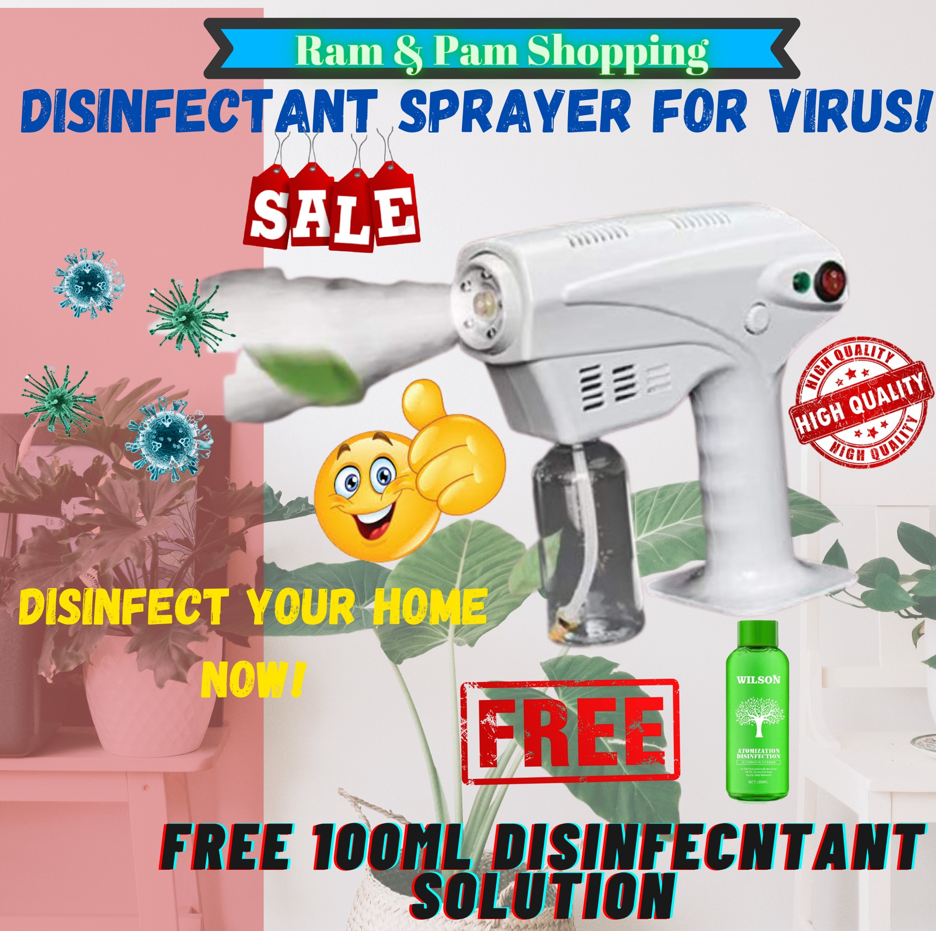 Portable Gun Spray with Free 100ml disinfectant solution Disinfection ...