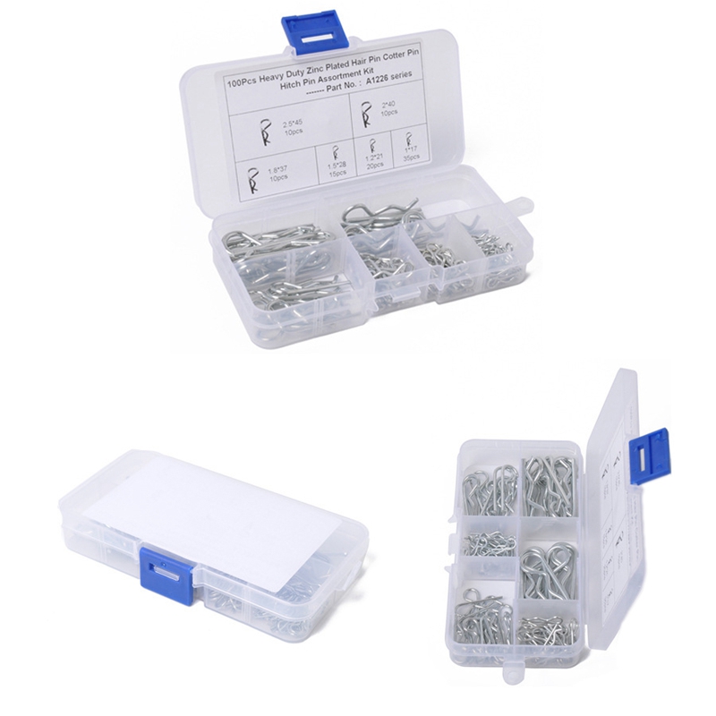 100PCS M1 M1.2 M1.5 M1.8 M2 M2.5 Steel R Type Spring Cotter Pin Wave ...