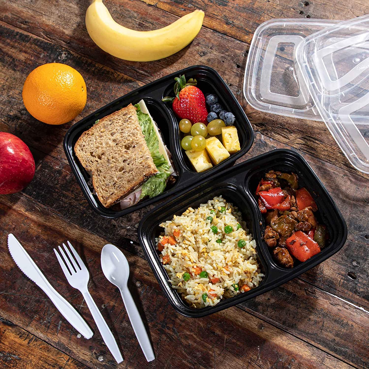 (28oz)(25 Sets)- Meal Prep Containers 2 Compartment With Lids- Lunch ...