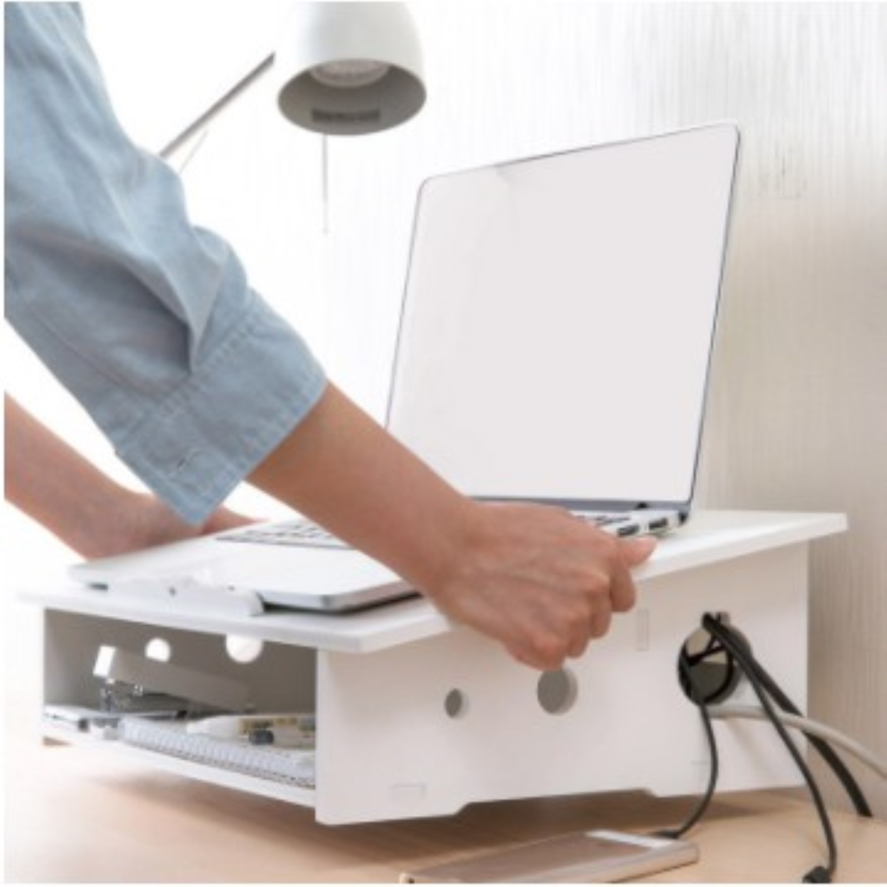 Laptop Stand Wooden Notebook Shelf Bracket Breathable Desk Shelf with ...