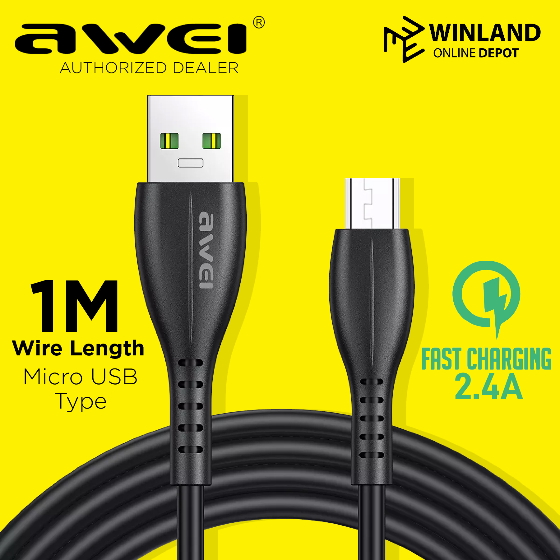 Awei by Winland CL-115M Data Transmission Cable for Micro USB 2.4A Fast ...