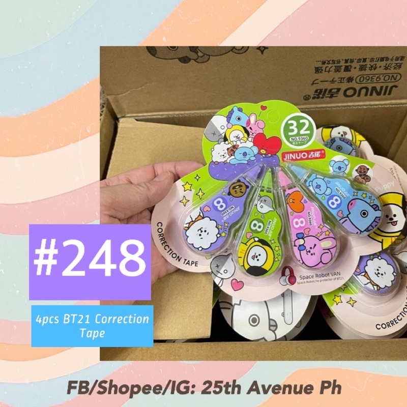 25th ️4in1 Set BT21 BTS korean kpop character correction tape school ...