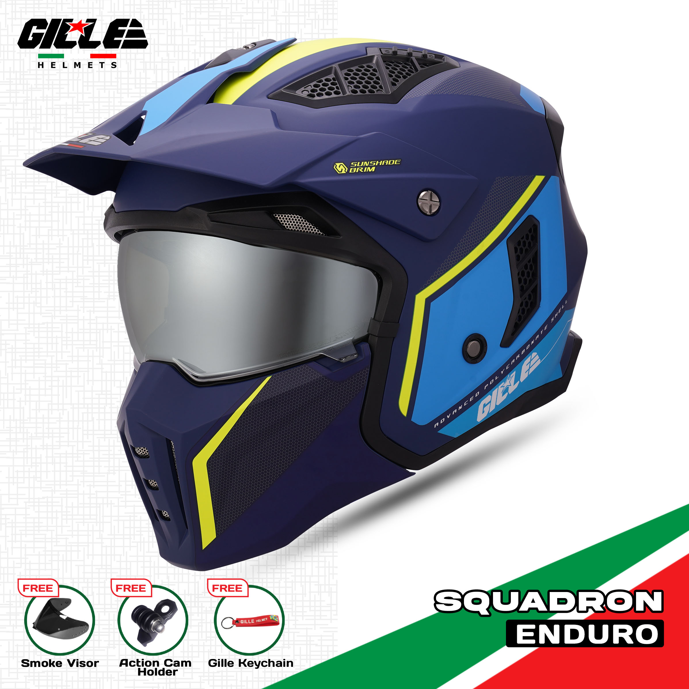 Gille Helmet YM-926 SQUADRON ENDURO Motorcycle Helmets Modular Full ...