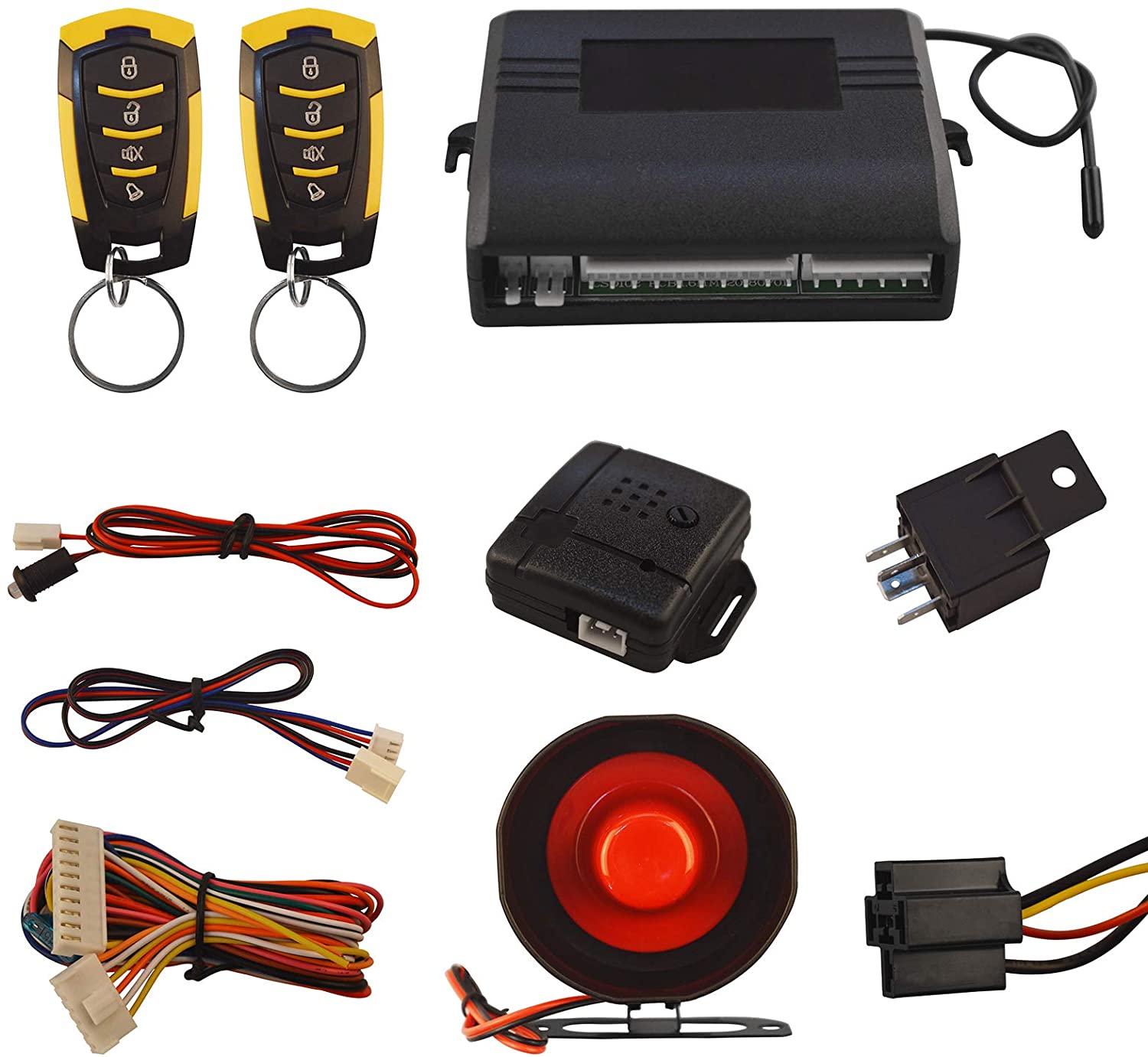 Car Security Alam Keyless Entry System With 2 Remote Controls & Siren ...