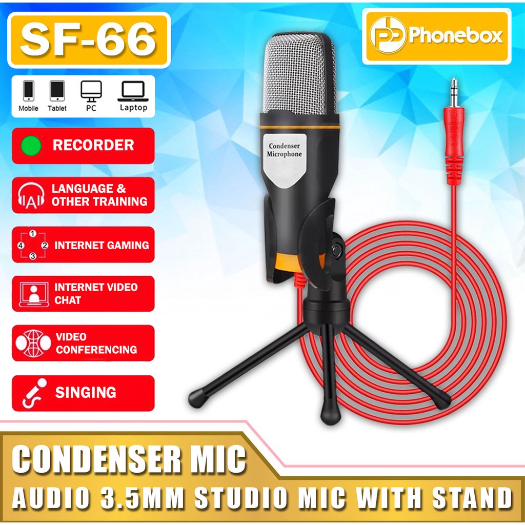 3.5mm Audio Wired Stereo Microphone SF-666 Studio Recording Capacitor ...