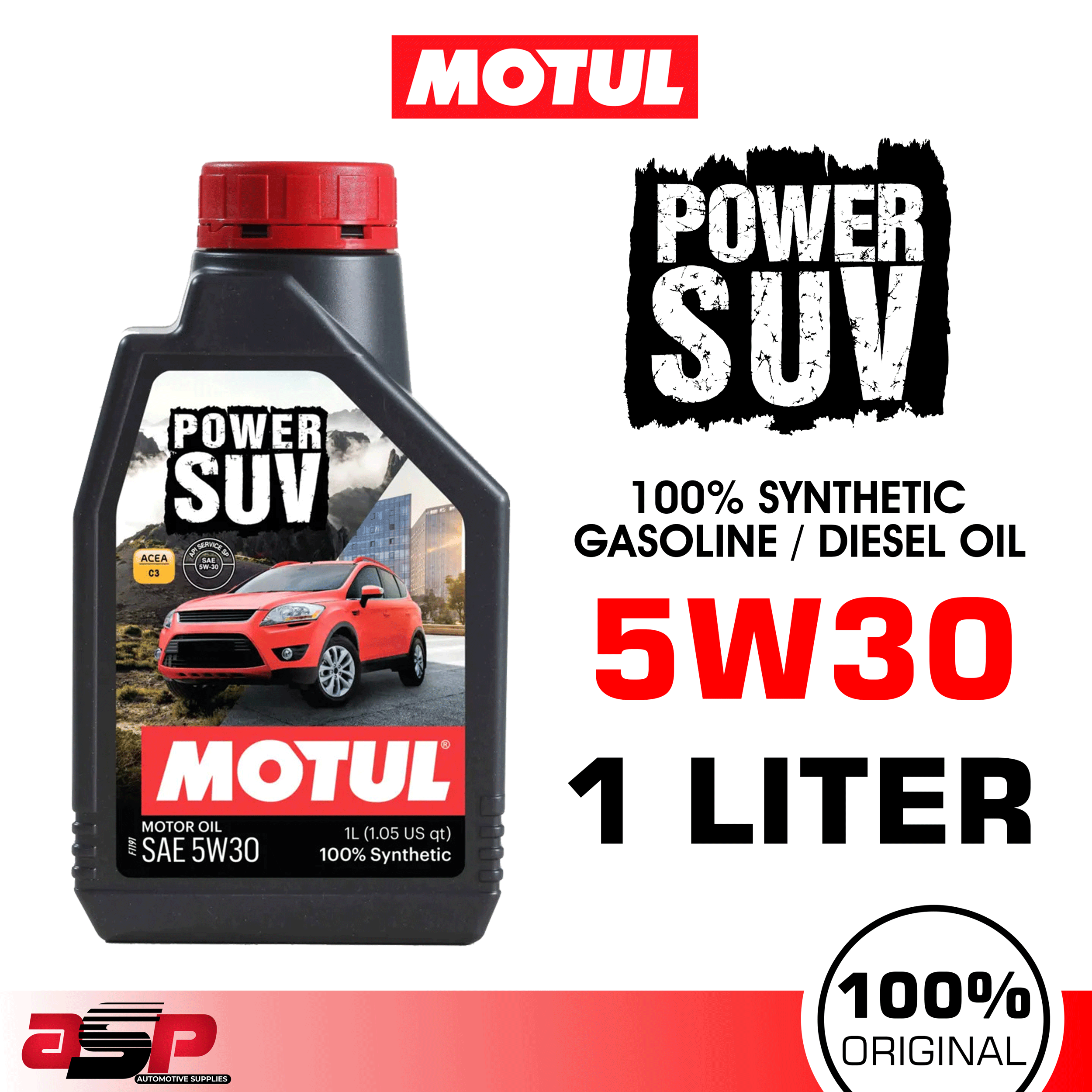 Motul POWER SUV 5W-30 Fully Synthetic Gasoline and Diesel Oil 1 Liter ...