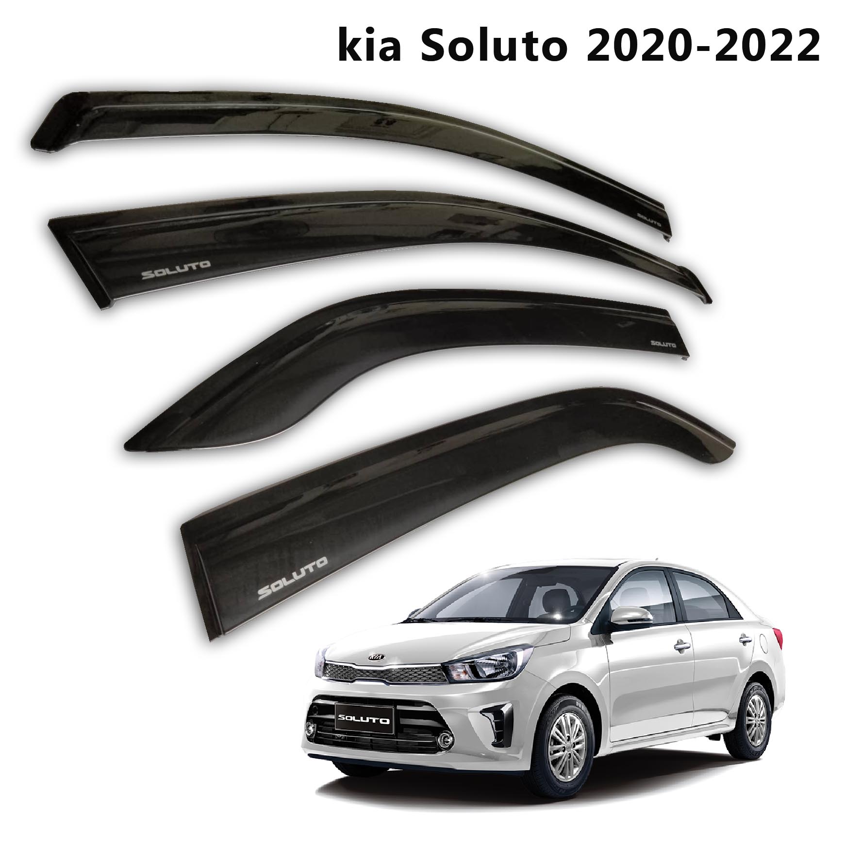 KIA SOLUTO Rain Sun Visor Guard Window Visor Gutter Plain Black OEM ...