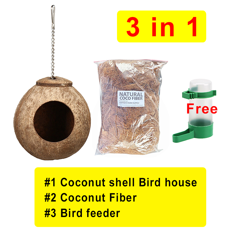 Natural Coconut Shell Bird Nest House Nesting House for Pet Parrot ...