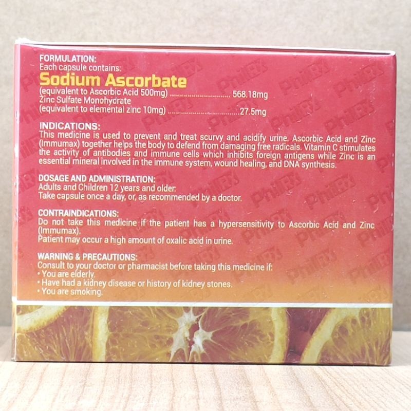 IMMUMAX (Ascorbic Acid ZINC) Capsules | Lazada PH