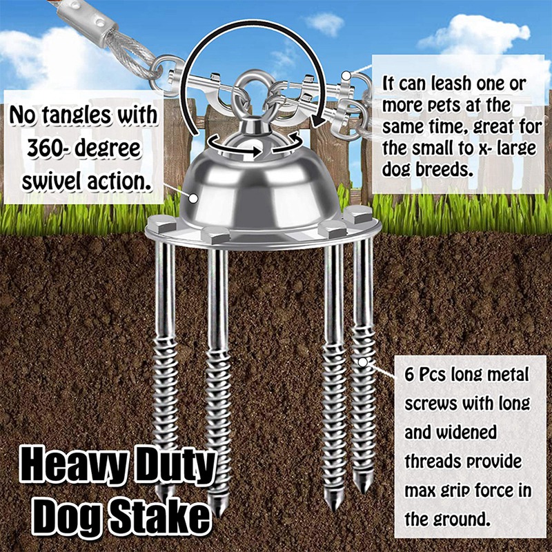 Dog Tie Out Stake 360 Degree Swivel Dog Tie Out Stake Swiveling Pet Tie ...