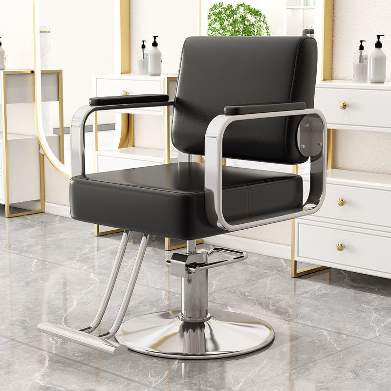 Black Barber Chair Height Adjustable Barber Chair Leather Swivel ...