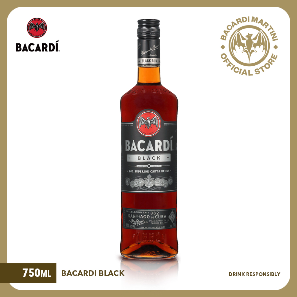 BACARDI Carta Negra Superior Black Rum - 750ml / 75cl, 40% ABV - Gluten ...