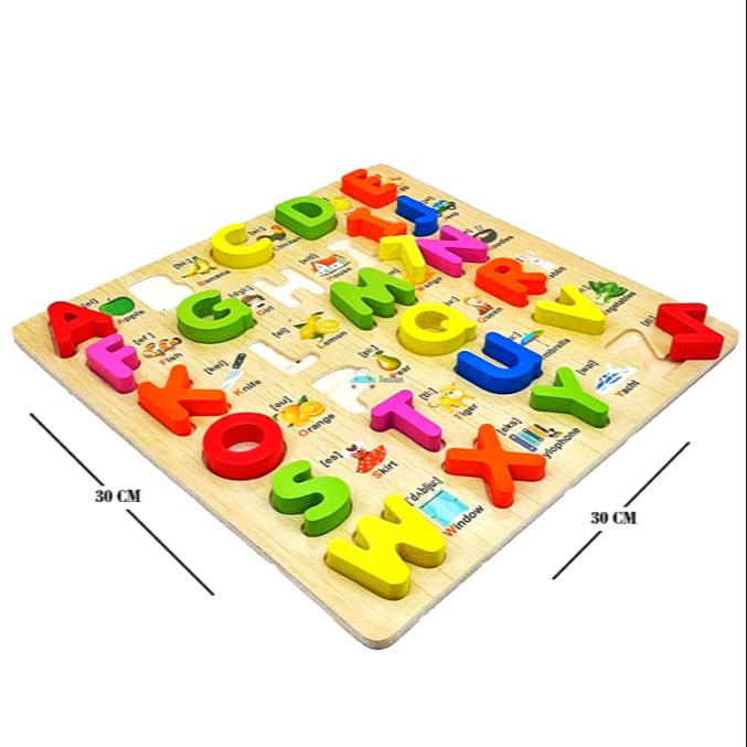 Wooden Capital Alphabet Puzzles with Pictures for Children - Montessori ...
