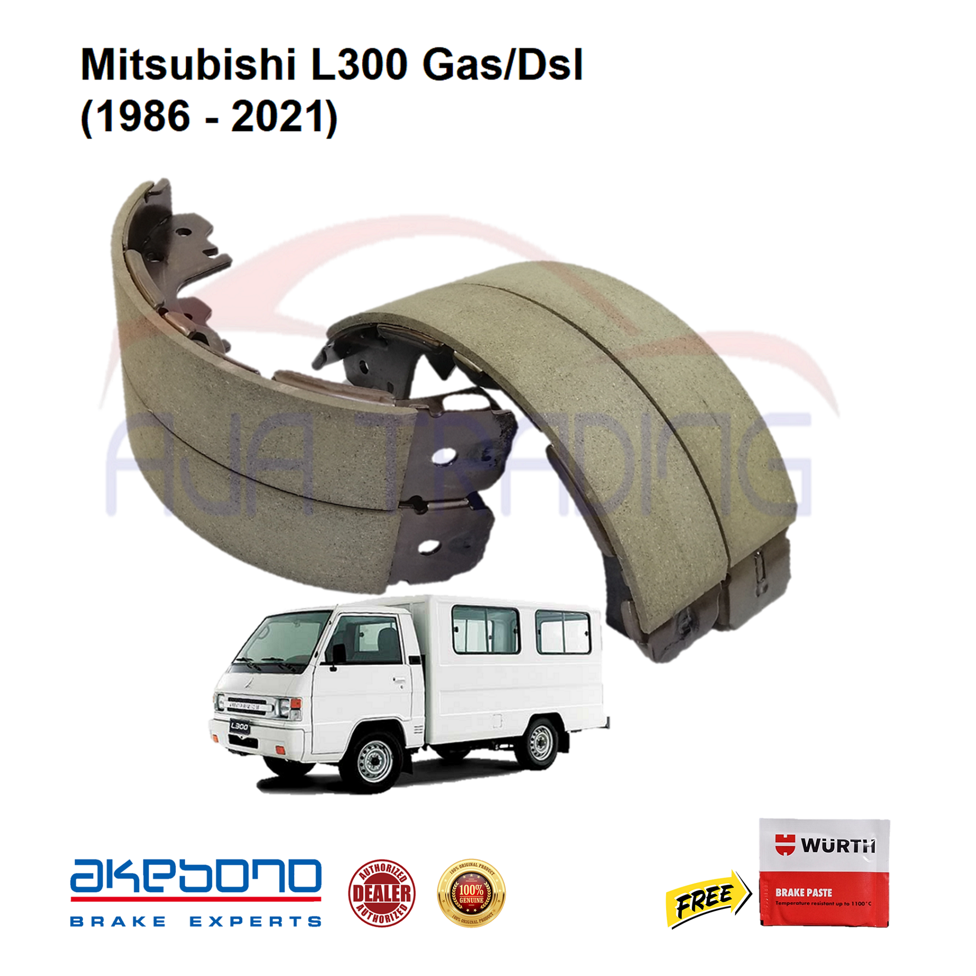 Genuine Akebono Rear Brake Shoe for Mitsubishi L300 Gas/Dsl (1986 ...