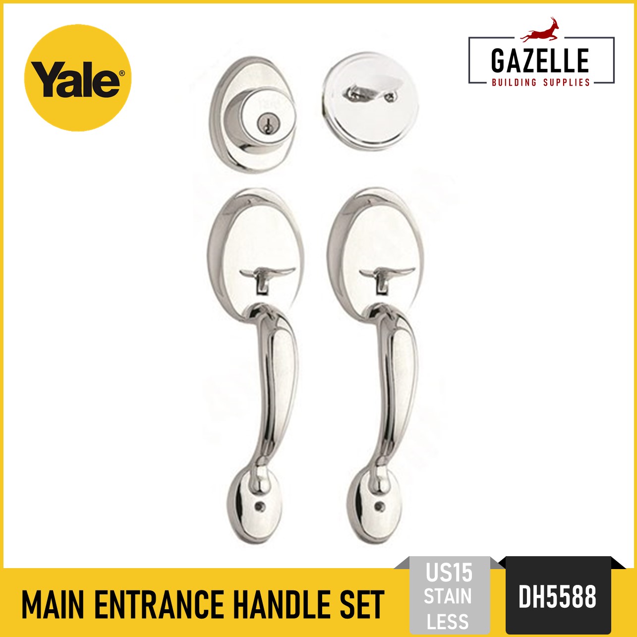 Yale Main Entrance Handle Set Double Sided Single Cylinder Deadbolt ...