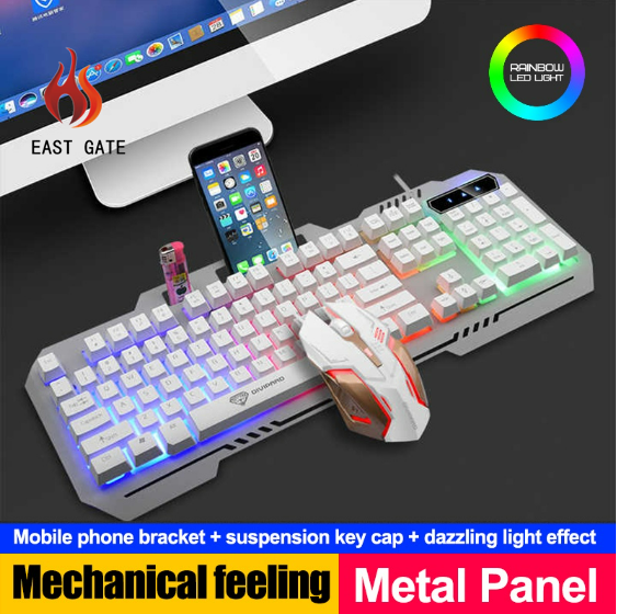 EAST GATE RGB mouse & keyboard combo with Mobile phone bracket Metal ...
