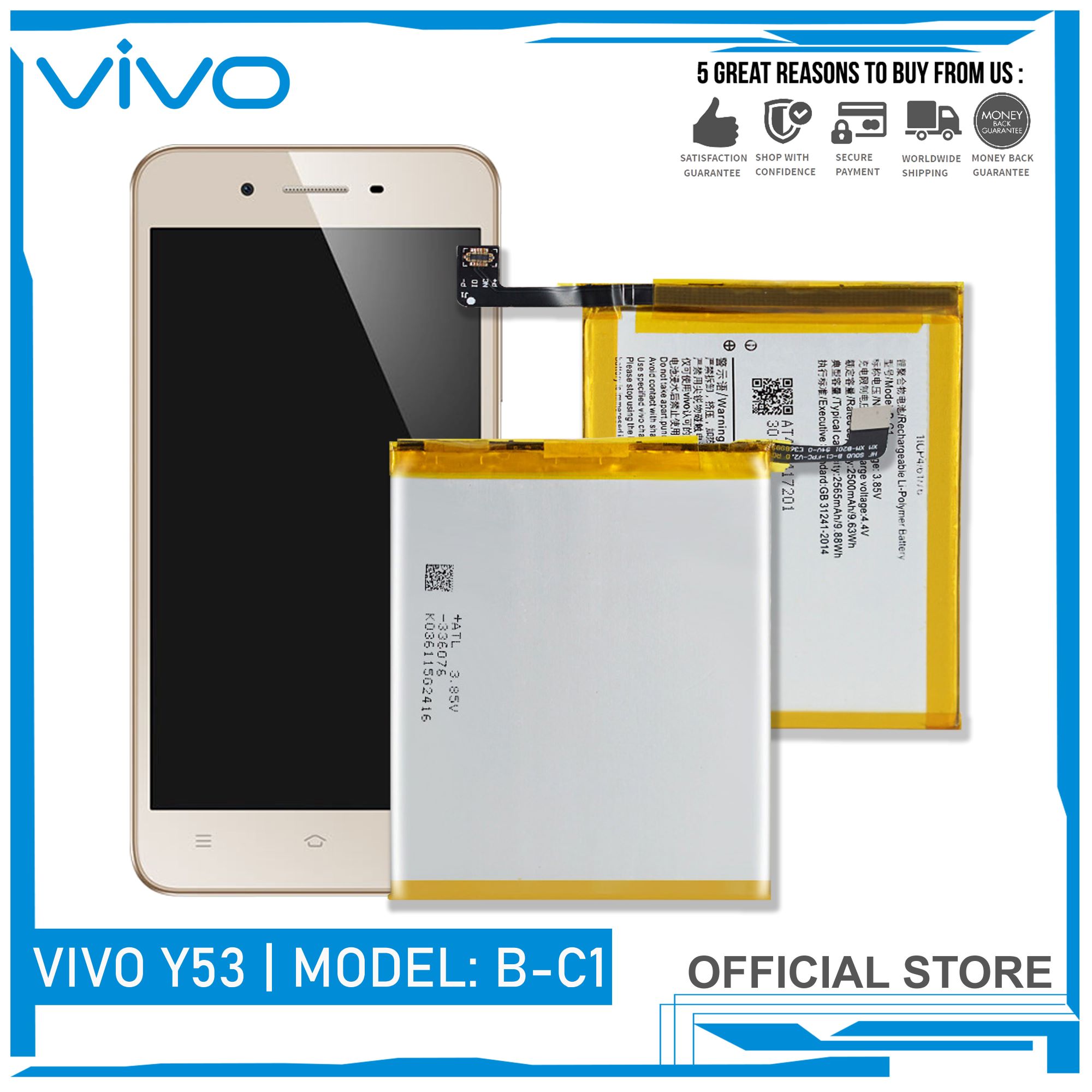 Battery for VIVO Y53 | Y53A Battery Original | High Quality Battery ...