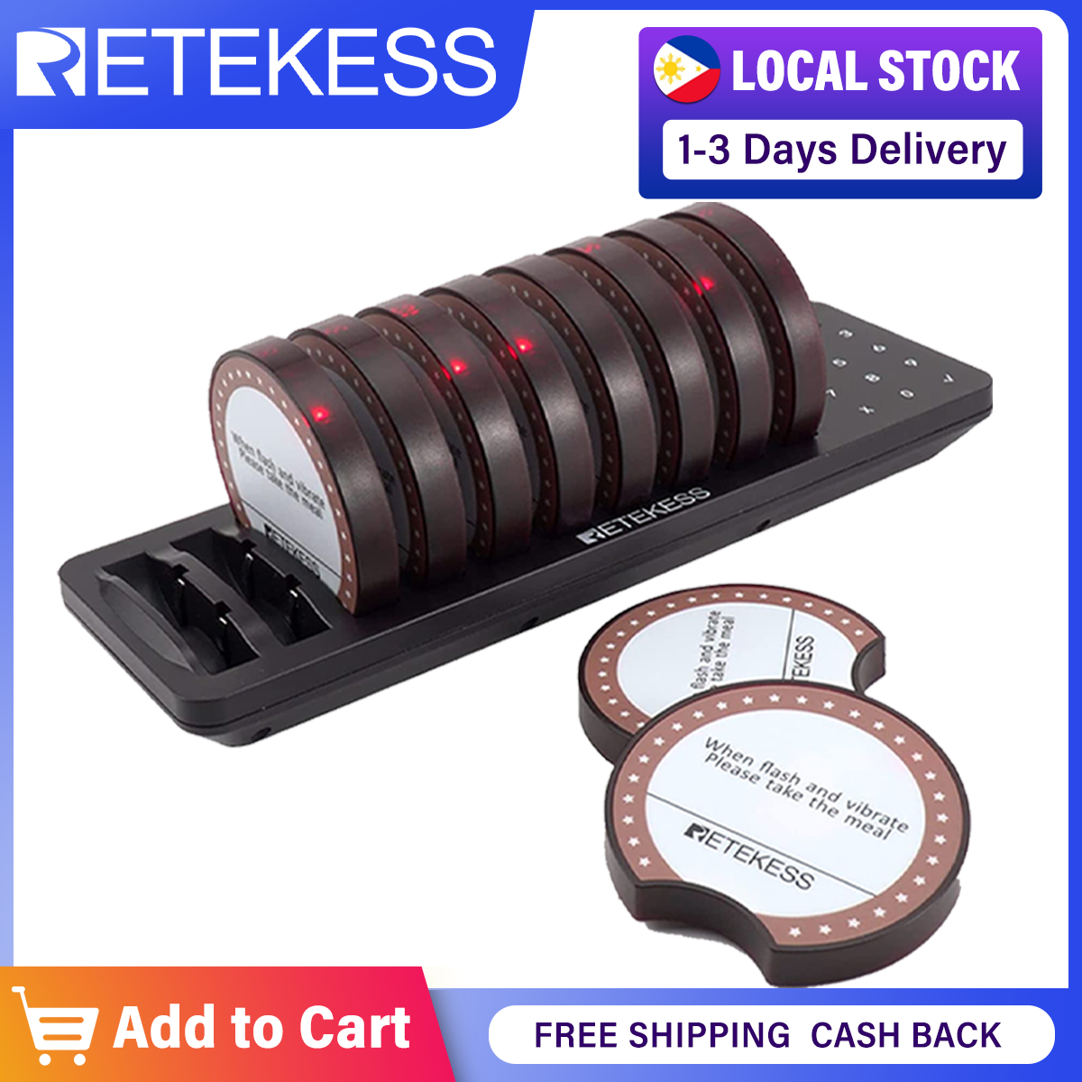 RETEKESS TD162 Restaurant Buzzer Pager System Stable Wireless Calling ...