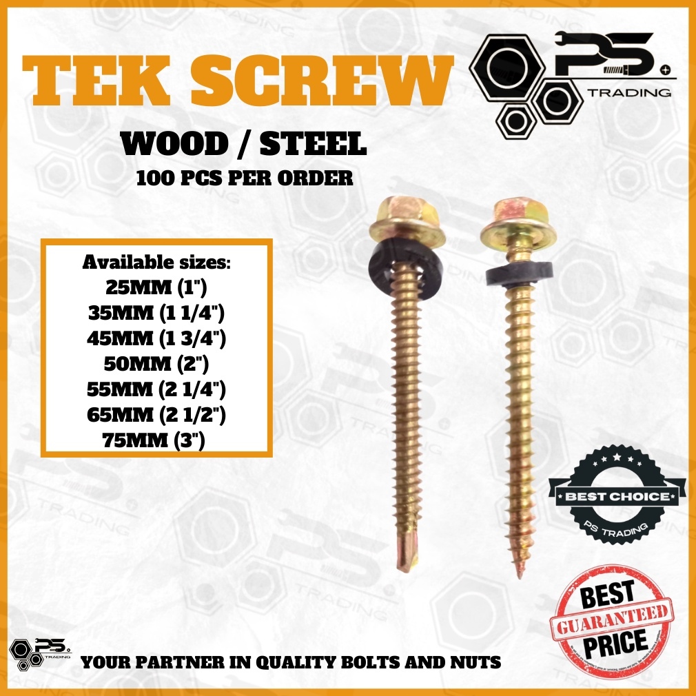 TEK SCREW FOR WOOD STEEL (SOLD PER BOX) text screw tex screw tekscrew ...