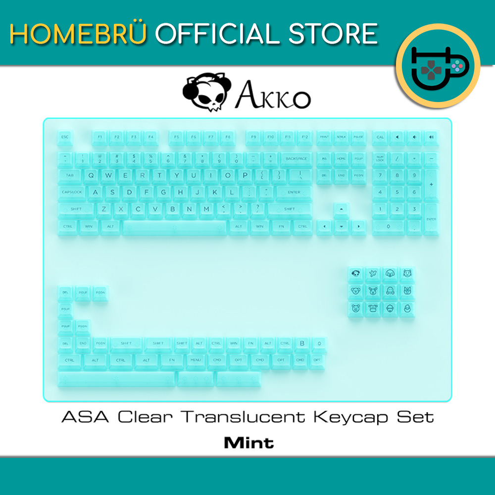 Akko ASA Clear Tiffany Blue / Mint Mechanical Keyboard Keycap Set 155 ...