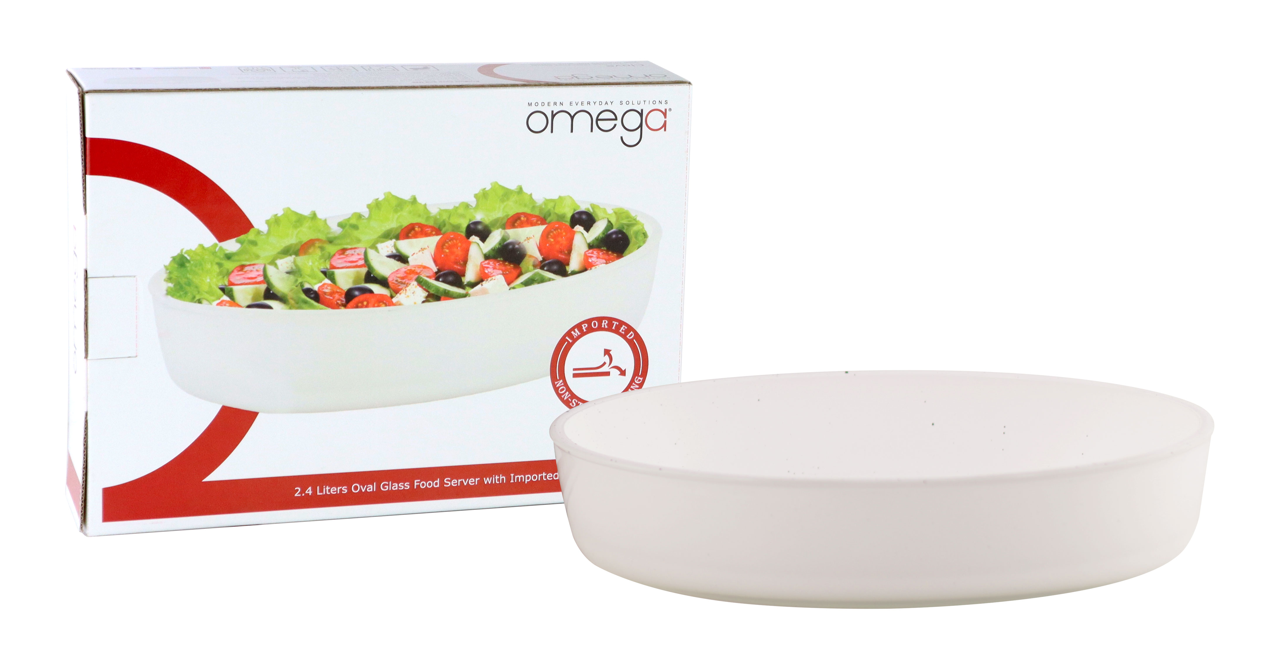 Omega Clove Oval Glass Food Server 2.4 L Black / White with Imported ...