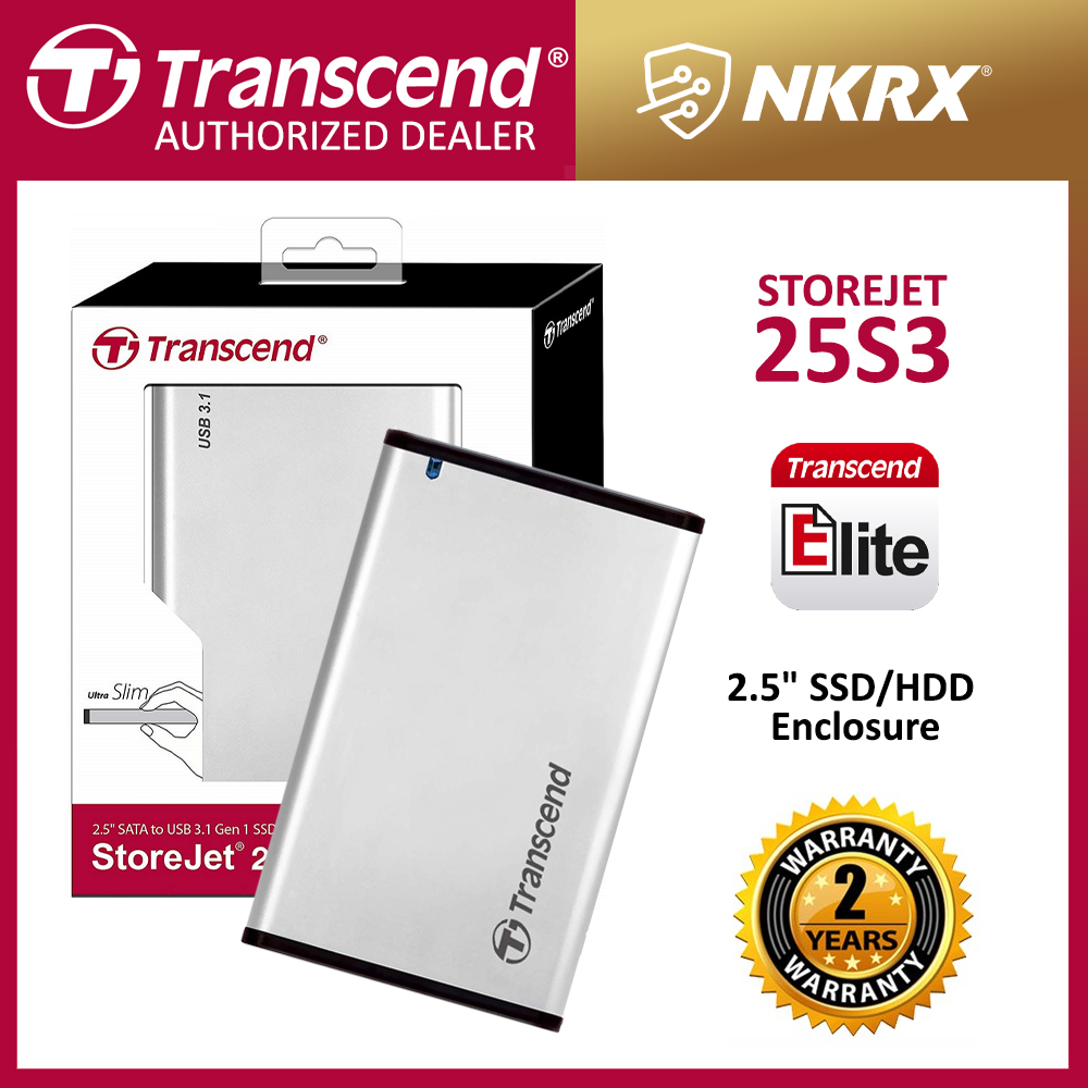 Transcend Storejet 25S3 2.5” SSD/HDD Enclosure | USB 3.1 | Aluminum ...