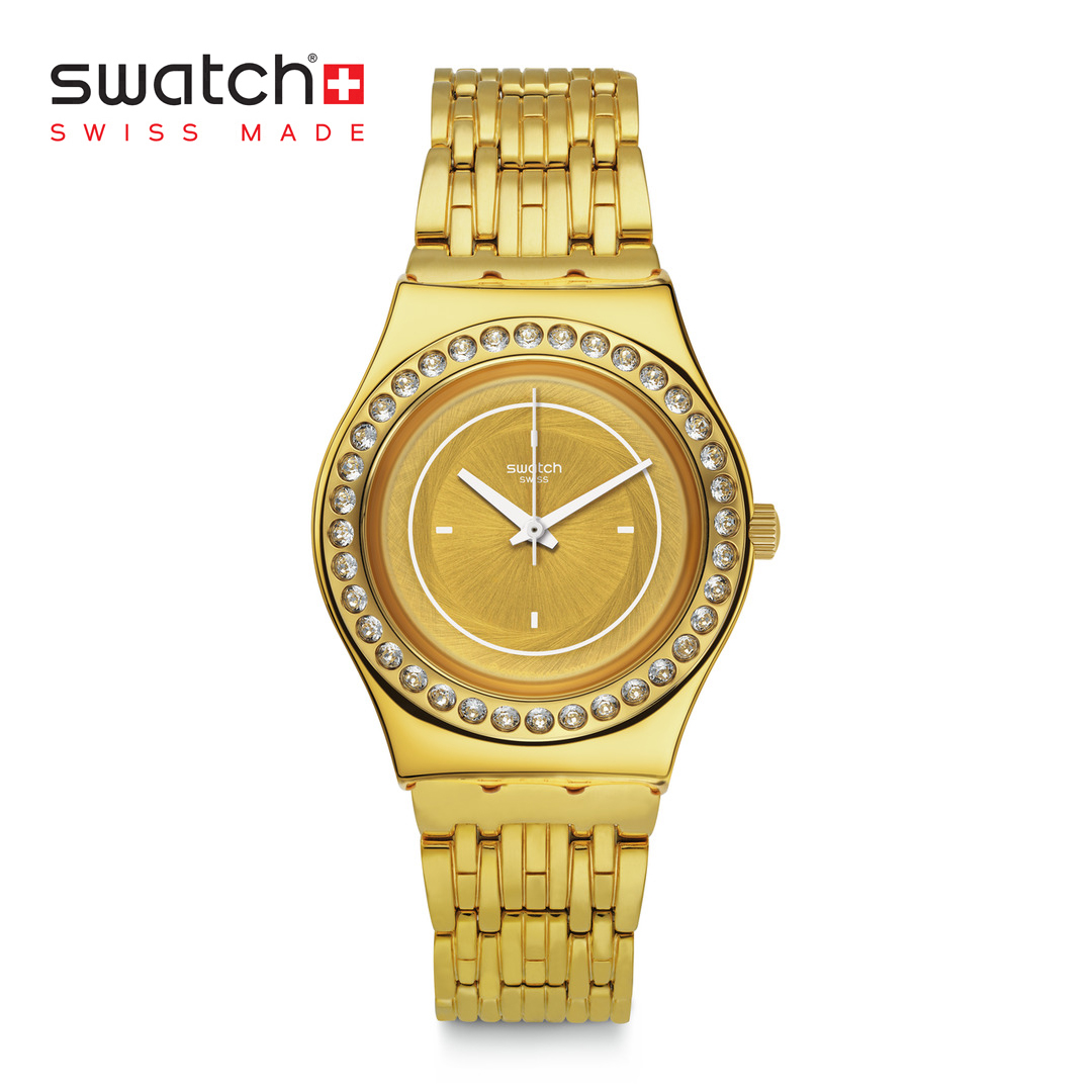Swatch Irony Medium GLASS OF BUBBLES YLG136G Gold Stainless Steel Strap ...