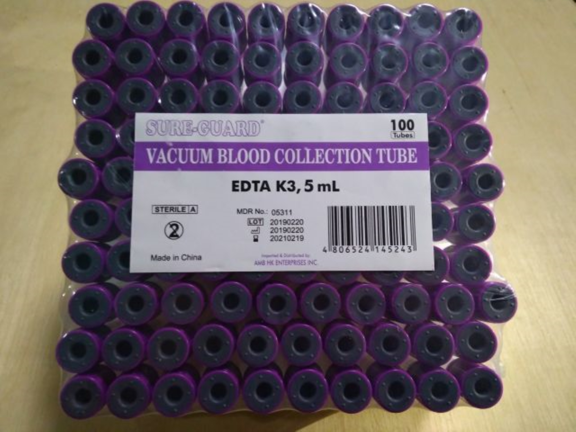 Medical supplies Vacutainer EDTA / Purple top tubes (2ml 3ml 5ml ...