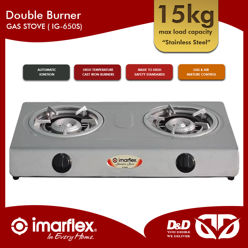 D&d | Imarflex Gas Stove Double Burner Stainless Steel (IG650S) | Lazada PH