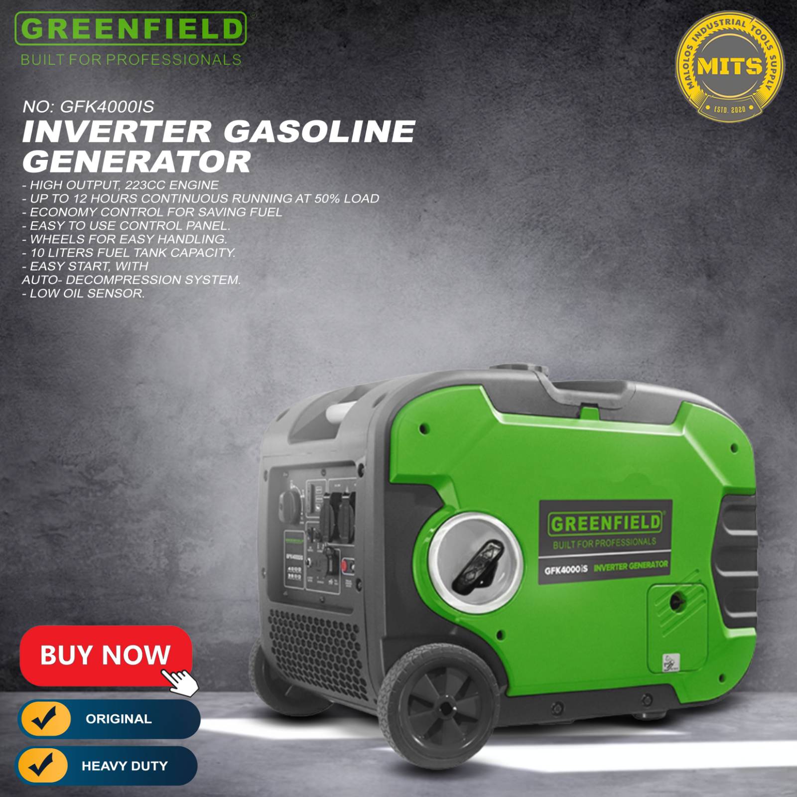 Greenfield Inverter Generator Gasoline 4000W 60Hz SMART RPM | Lazada PH