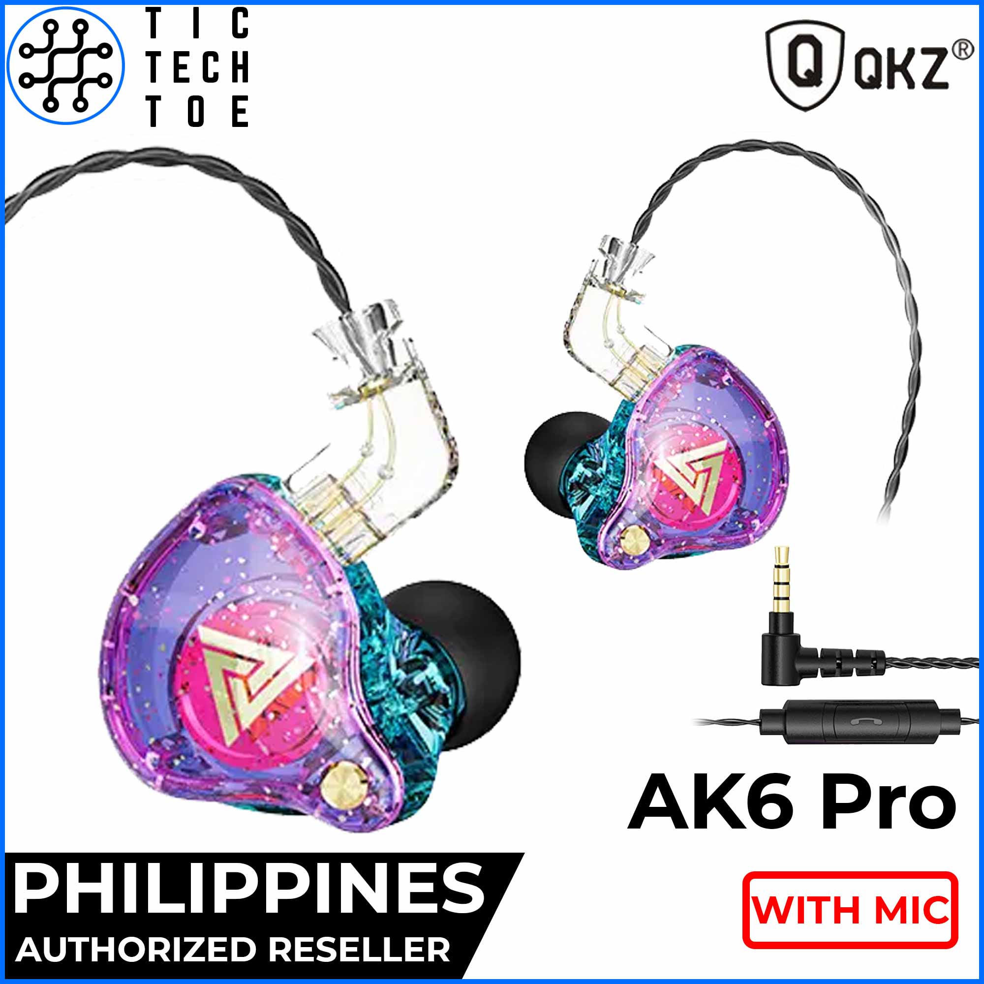 QKZ AK6 Pro HiFi Detachable Cable Dynamic Driver IEM Earphones with Mic ...