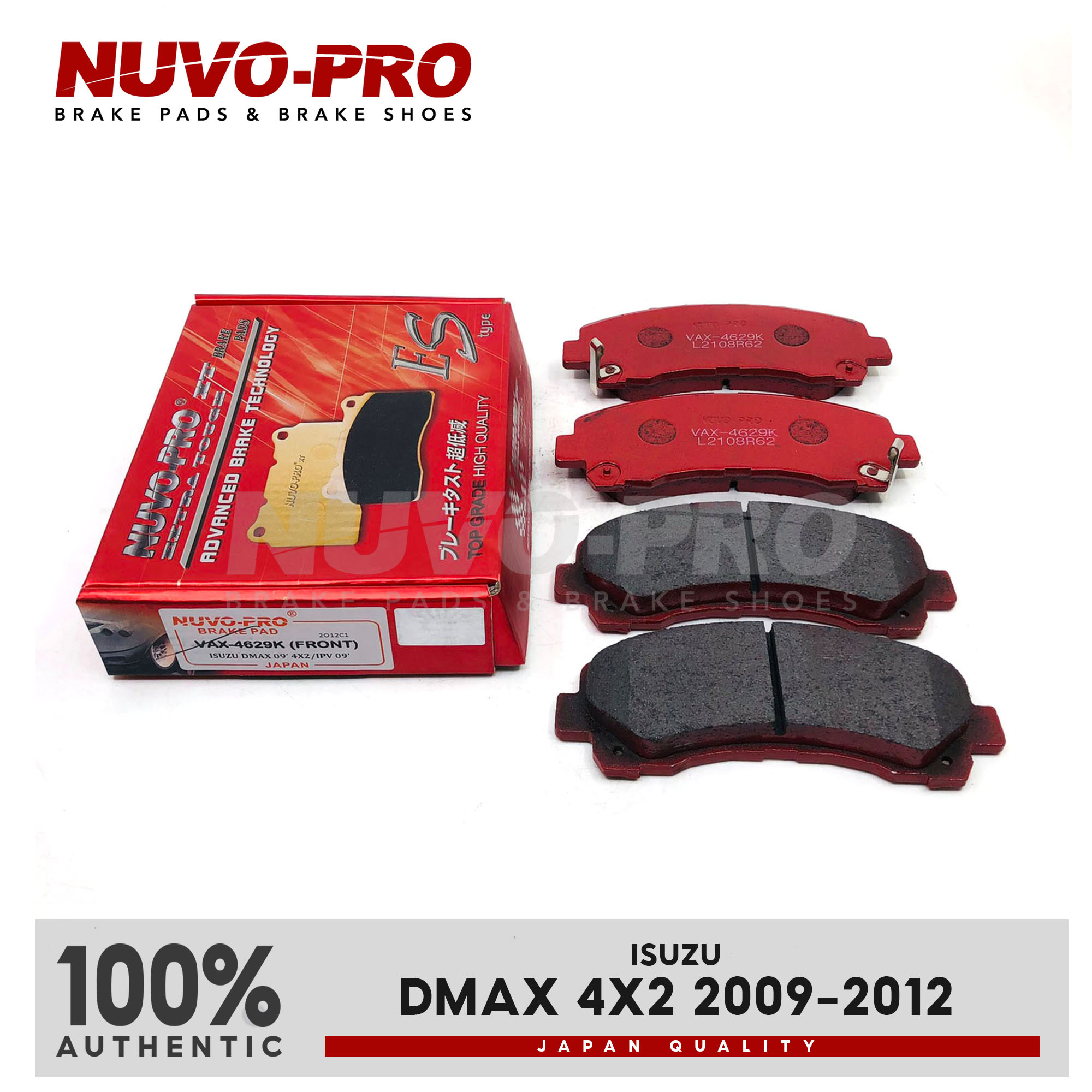 Nuvo-Pro Brake Pad Front Isuzu Dmax 4X2 2009-2012 VAX-4629K SET | Lazada PH