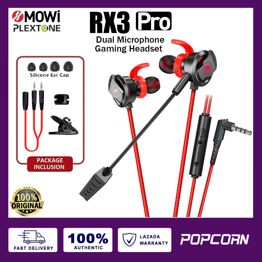 NEW x Mowi RX3 Pro In-Ear Gaming Headset Dual Microphone Super Bass Headphone Active Noise ...