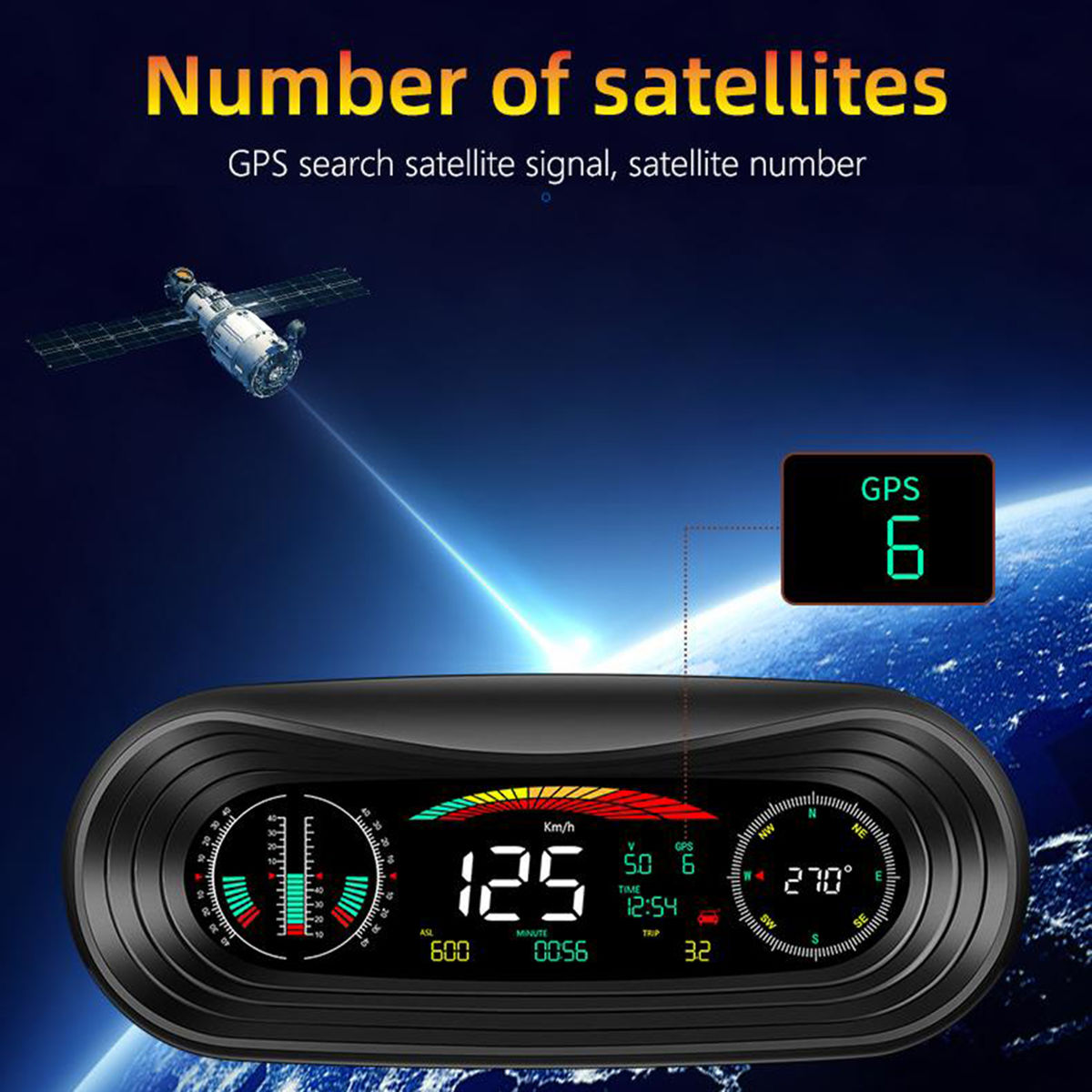 P18 Car SMART GPS SLOPE METER Speedometer Overspeed Warning Gauge Multi ...
