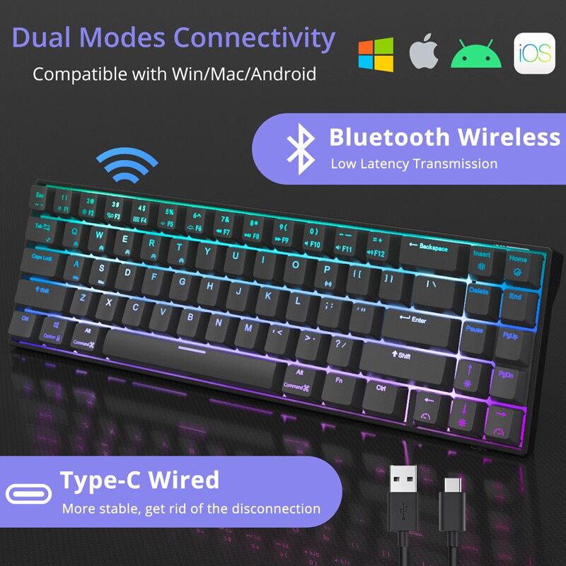 Royal Kludge RK71 mechanical High Quality keyboard 71 Keys Dual/Three ...