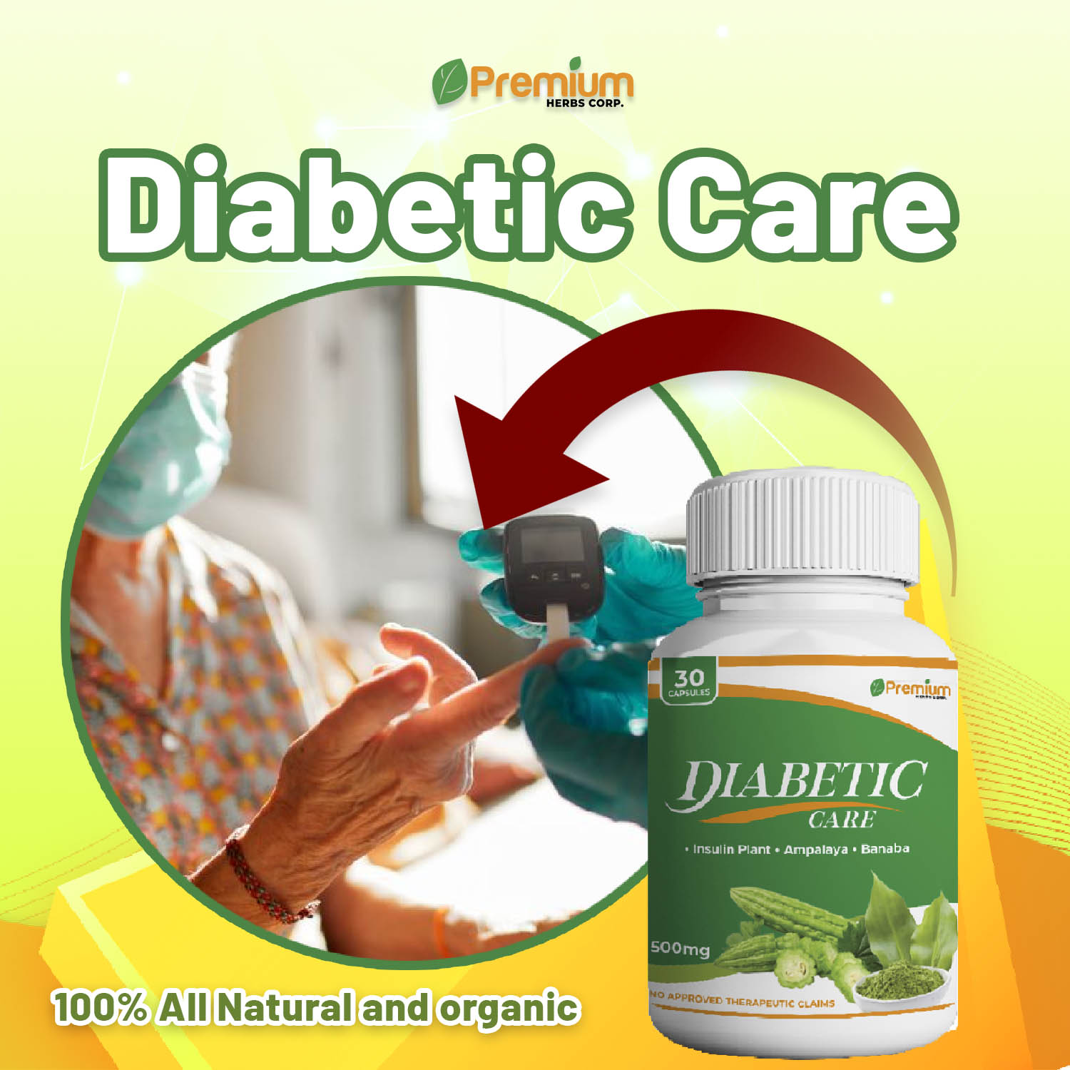 PHC07 - B Diabetic Care Supplement 30 Capsules 50mg w/ Insulin Plant ...