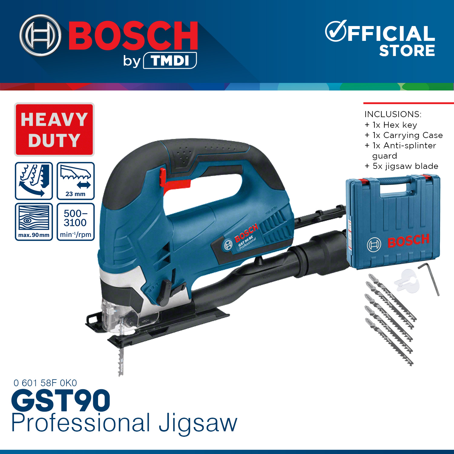 BOSCH Original Heavy Duty Professional Jigsaw GST 90 BE 060158F0K0 100% ...