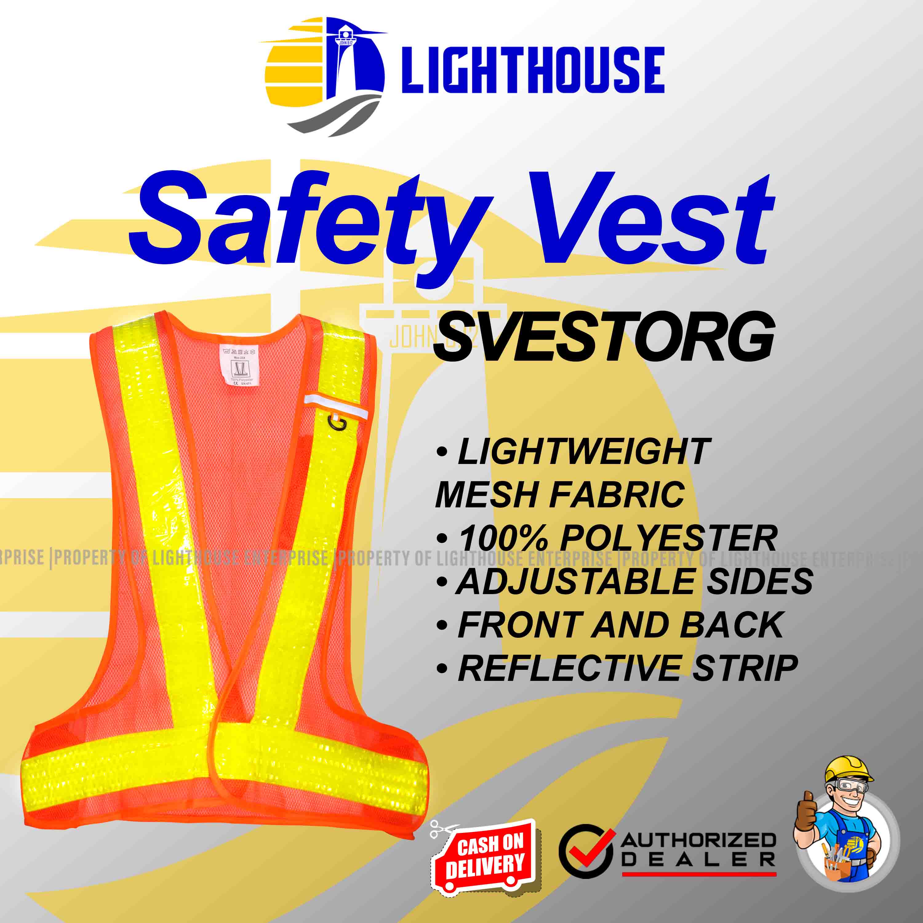 LIGHTHOUSE Safety Reflectorized Vest (Black, Green, Orange) LIGHTHOUSE ...