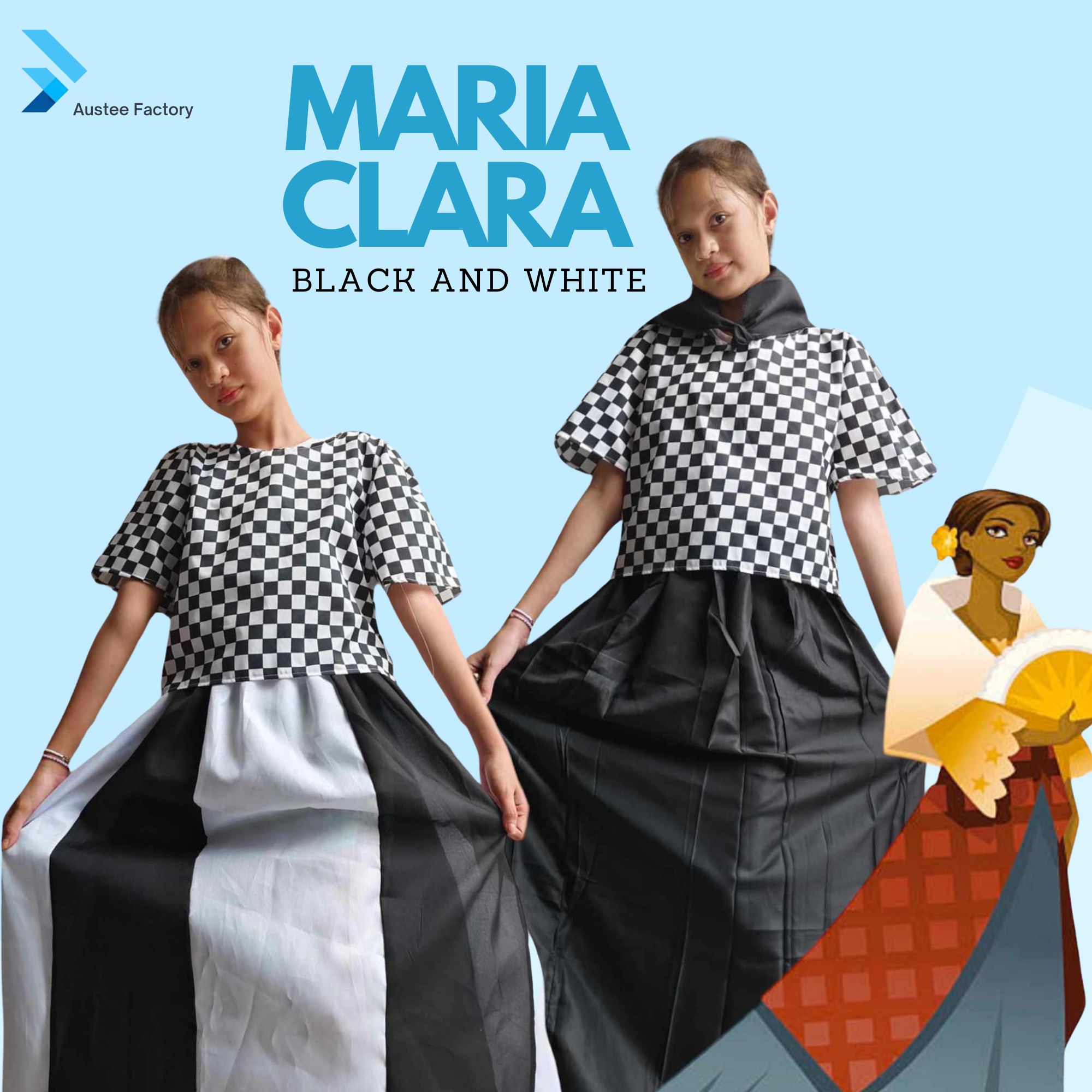 Austee Filipiniana Attire Maria Clara Kimona Floral and Saya Plain ...