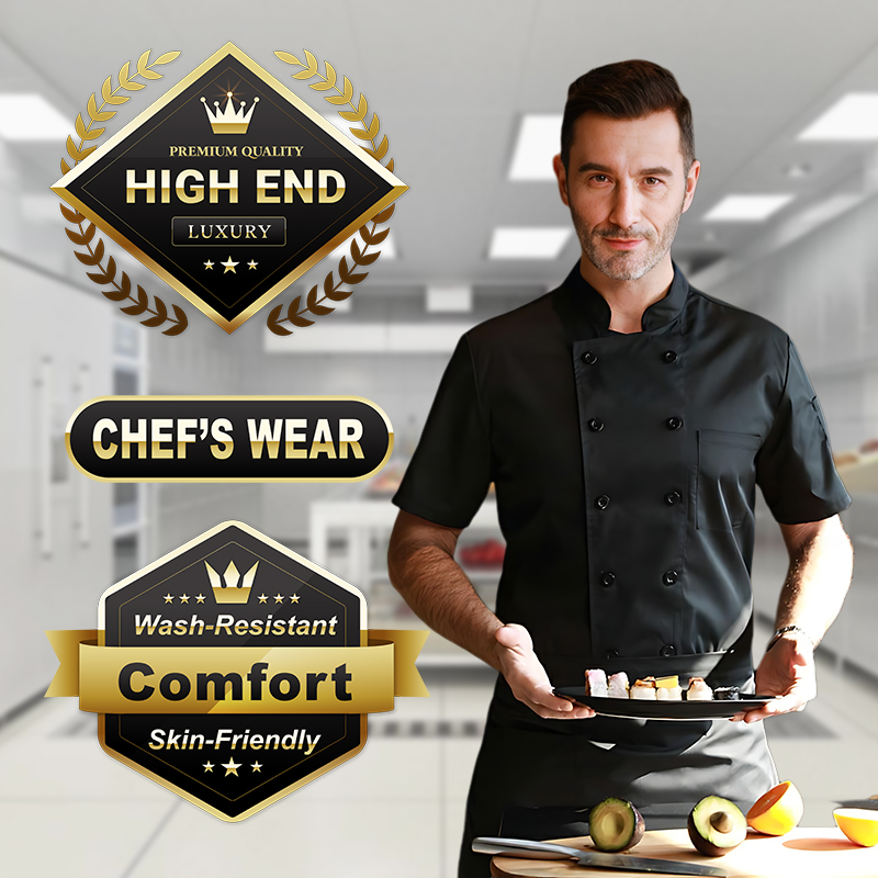 Black Chef Uniform For Men Short Sleeve Chef Jacket For Men Chefs ...