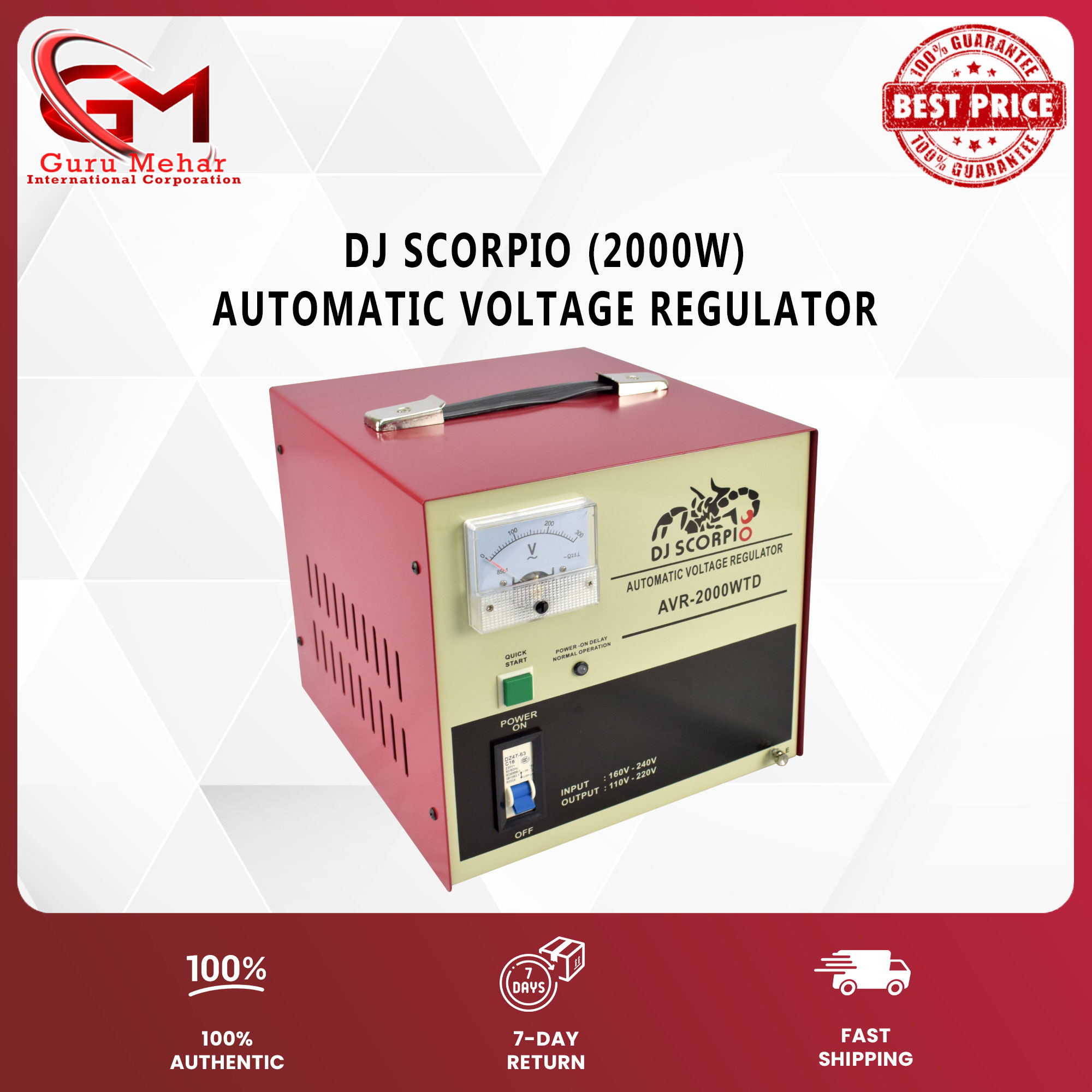 AUTOMATIC VOLTAGE REGULATOR (DJ SCORPIO) - 500 Watts to 5000 Watts AVR ...